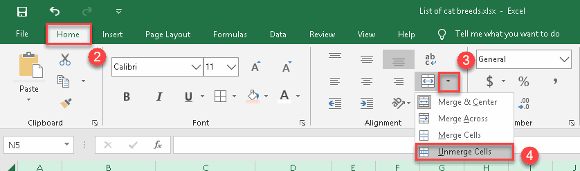 How to☝️ Unmerge Cells in Excel - Spreadsheet Daddy