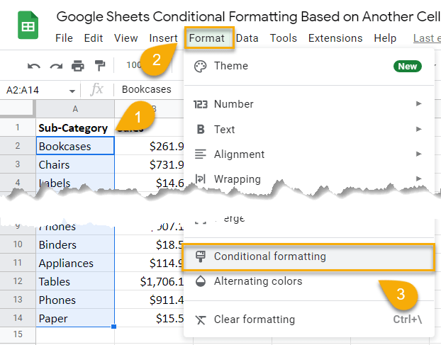 How To Set Up Conditional Formatting Based On Another Cell In Google 