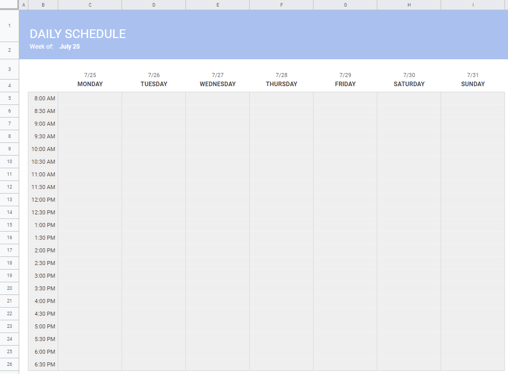 How to☝️ Make a Schedule in Google Sheets - Spreadsheet Daddy