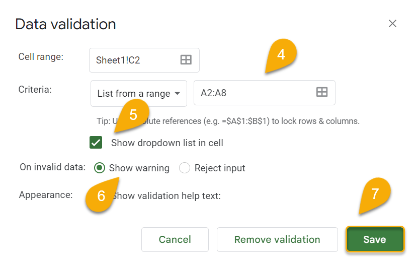 How To Set Up Data Validation Based On Another Cell In Google Sheets