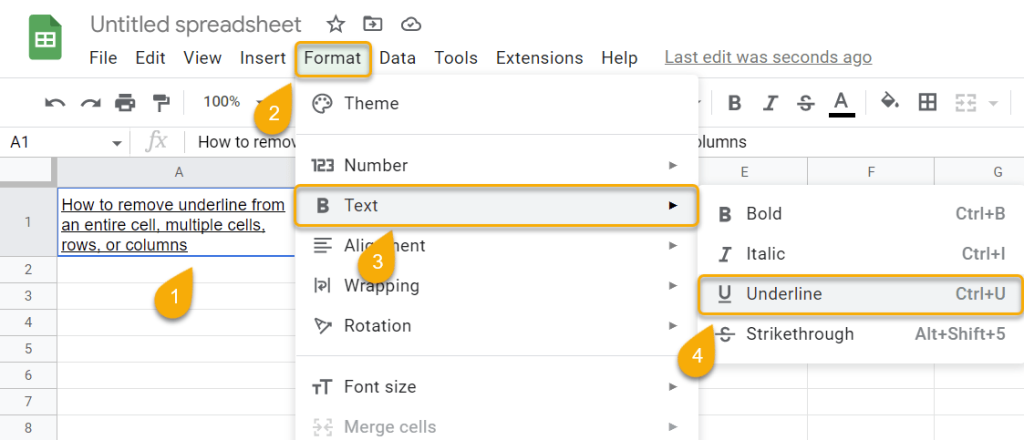 How to☝️ Remove Underline in Google Sheets - Spreadsheet Daddy