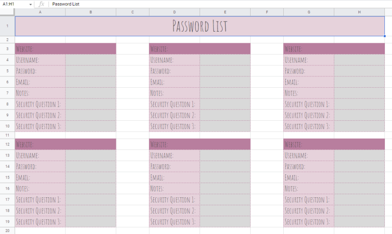 5 Free☝️ Google Sheets Password Templates & How to Make One ...