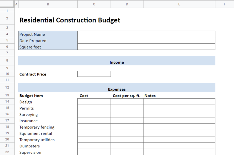 11☝️ Free Google Sheets Renovation Budget Templates for 2025 ...
