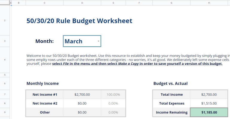 7 Best☝️ 50/30/20 Budget Templates for Google Sheets [Free ...