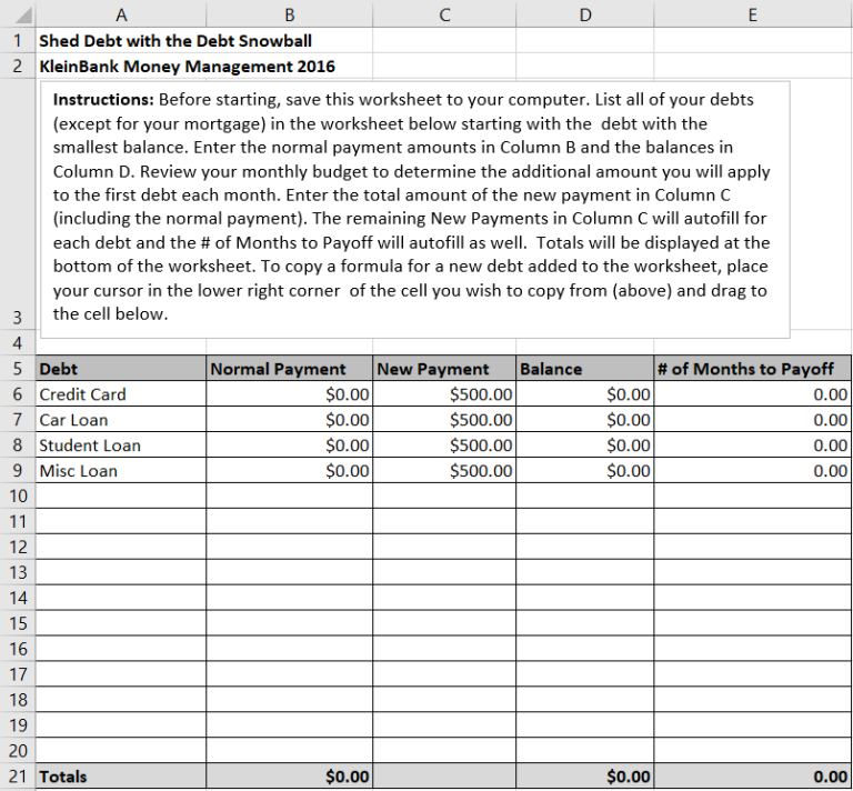 14+ Best☝️ Free Debt Snowball Spreadsheets (Excel & Google Sheets ...