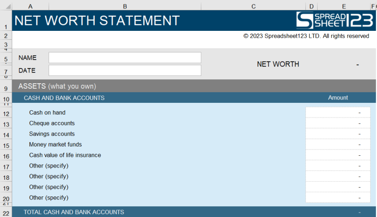 12☝️ Best Free Net Worth Spreadsheets (Excel & Google Sheets Templates ...