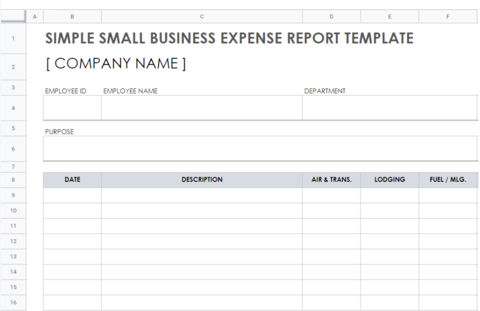 9 Free☝️ Google Sheets Business Expense Templates - Spreadsheet Daddy