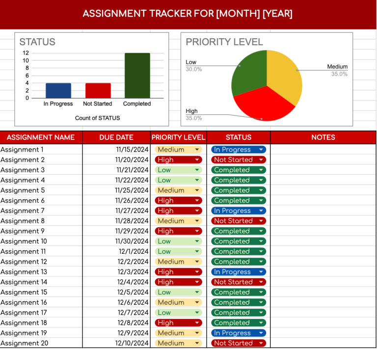 7☝️ Best Google Sheets Assignment Tracker Templates in 2025 [Free ...