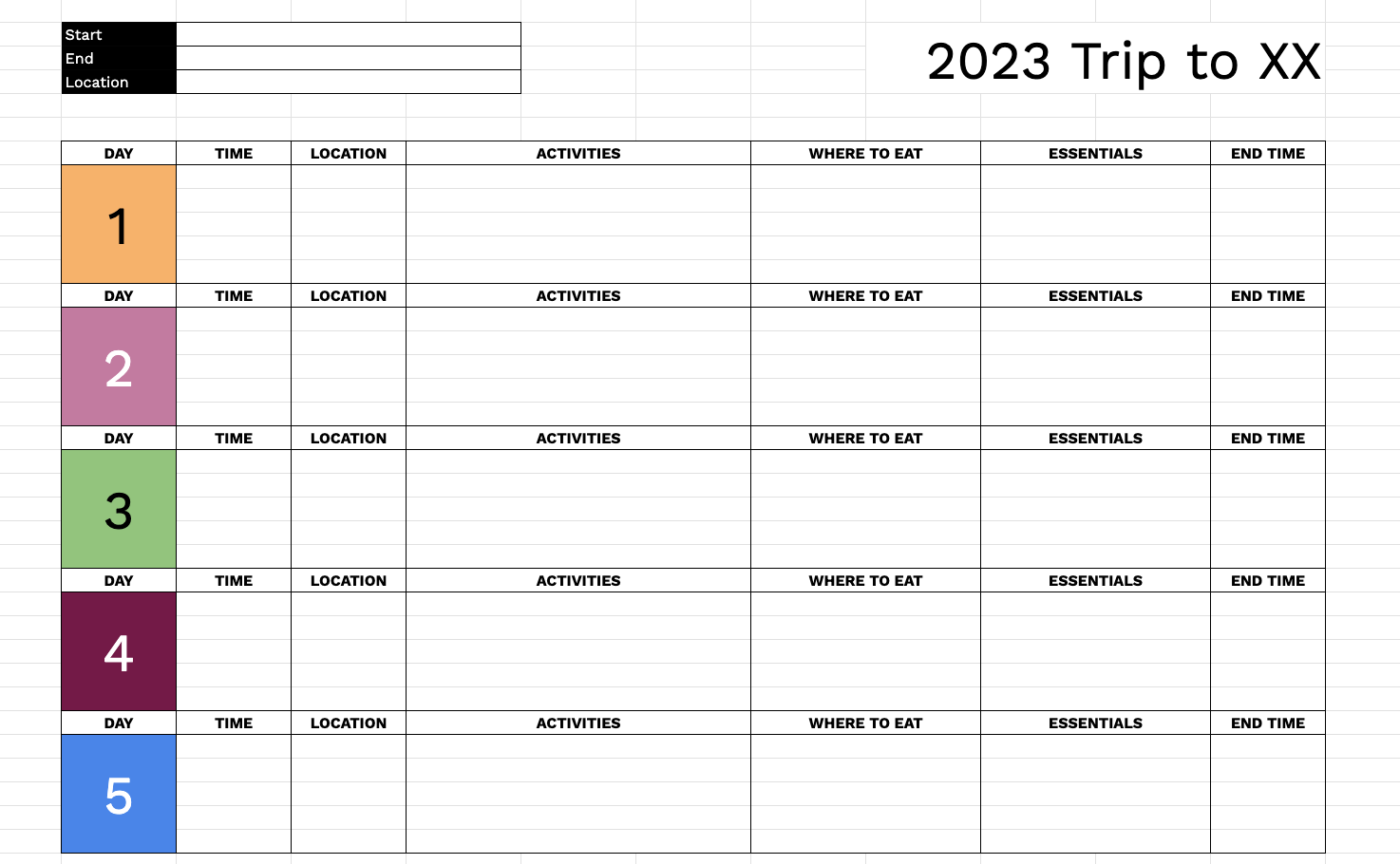 9☝️ Best Google Sheets Itinerary Templates in 2025 [Free Download ...