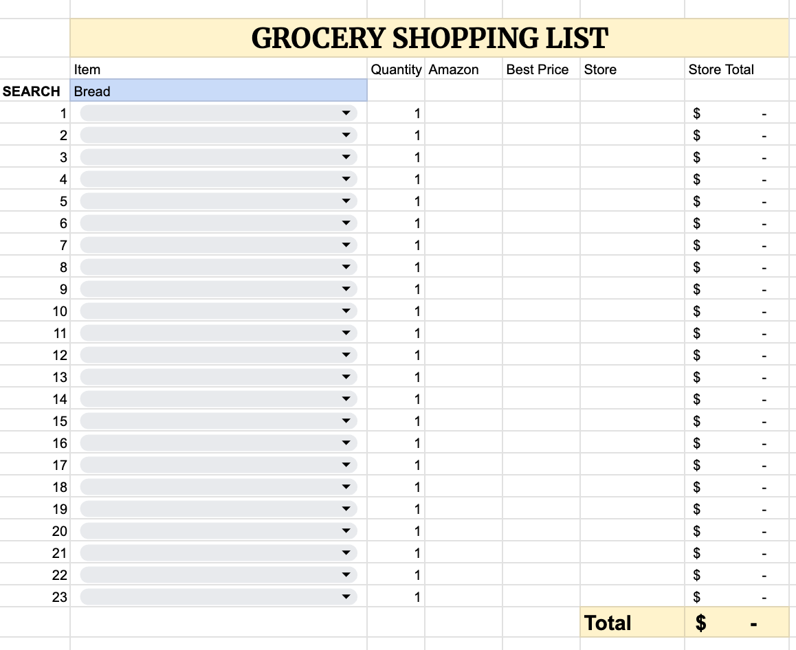 6☝️ Best Google Sheets Grocery List Templates in 2025 [Free Download ...