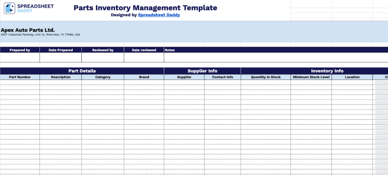 Free☝️ Parts Inventory Spreadsheet Template (Google Sheets, Excel ...