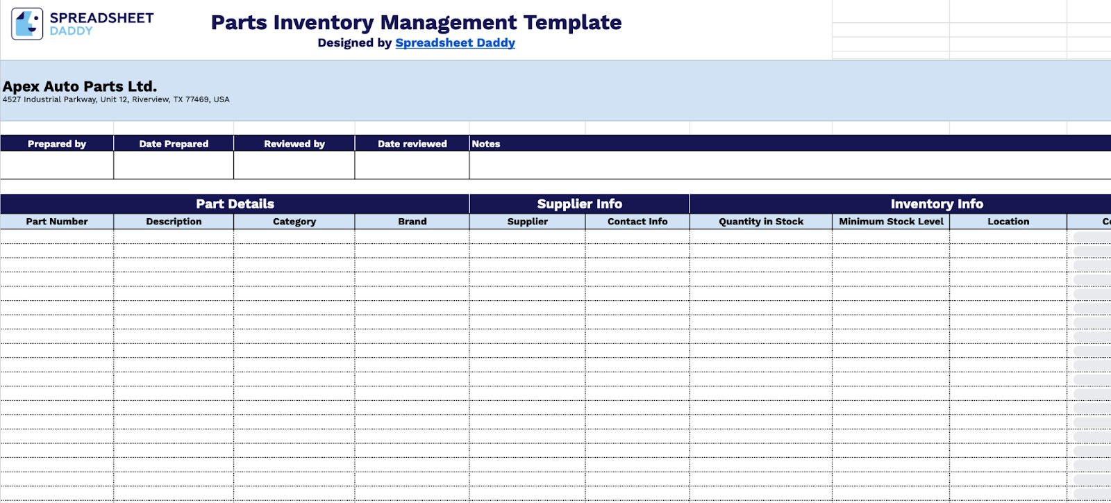 Free☝️ Parts Inventory Spreadsheet Template (Google Sheets, Excel ...