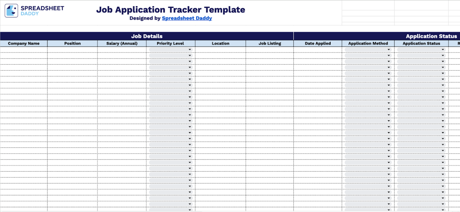 8☝️ Best Free Job Application Spreadsheet Templates (Google Sheets ...