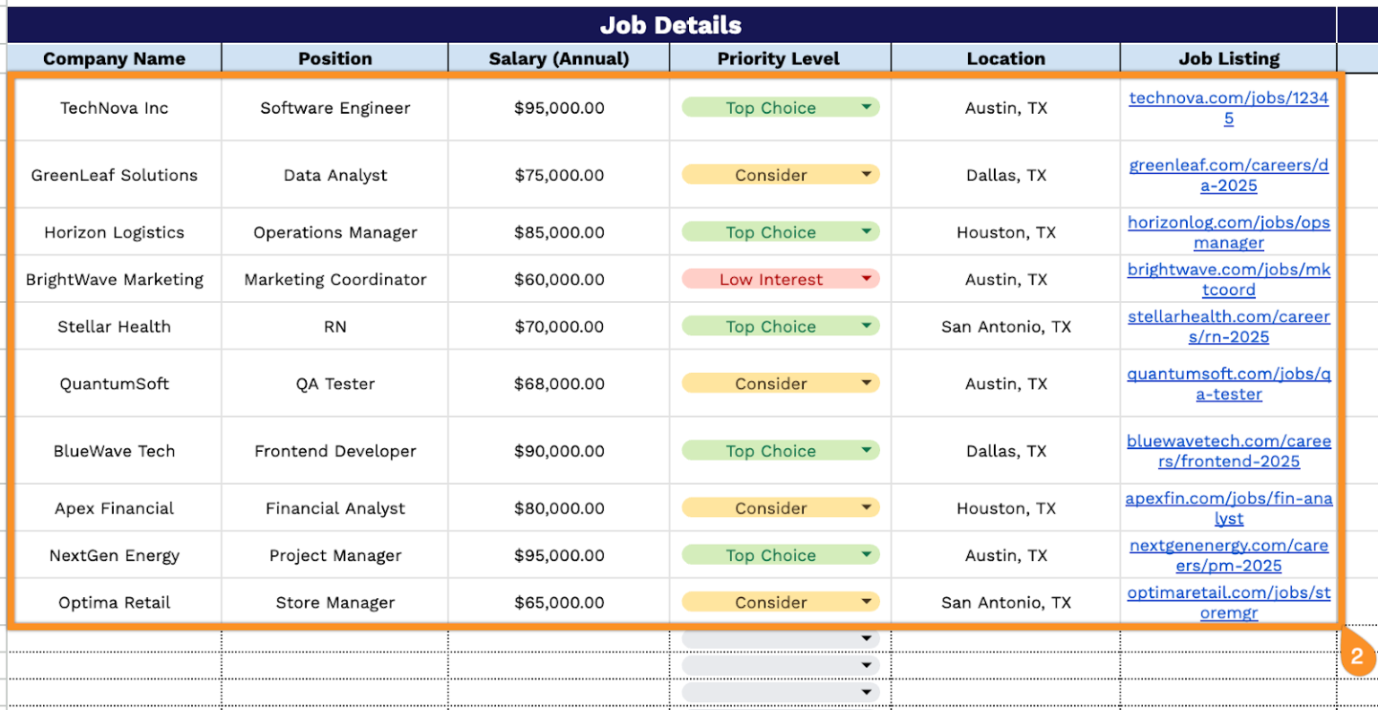 8☝️ Best Free Job Application Spreadsheet Templates (Google Sheets ...