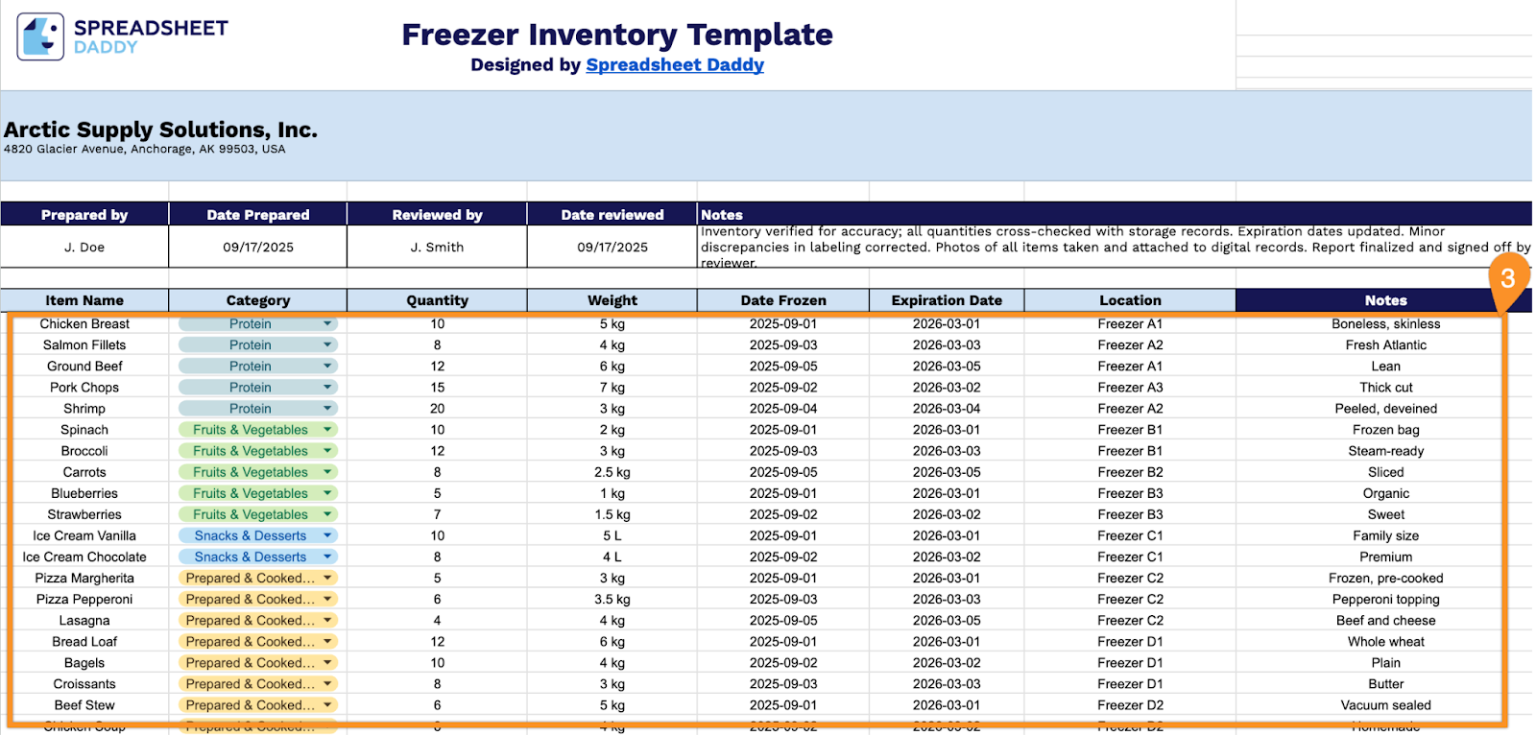 Free☝️Freezer Inventory Management Spreadsheet Template (Google Sheets, Excel, & PDF Downloads)