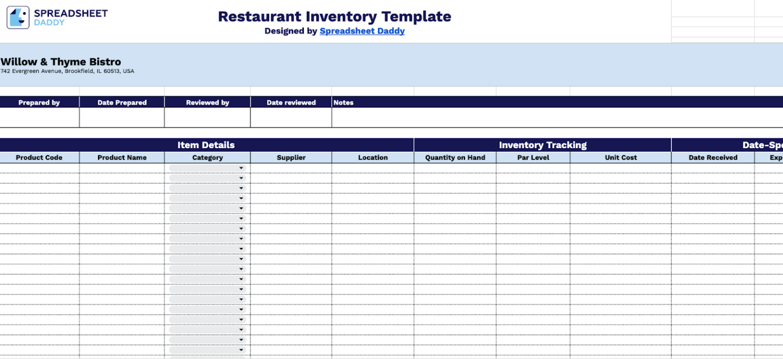 Free☝️ Restaurant Inventory Management Spreadsheet Template (Google ...