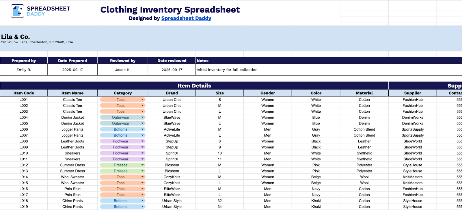 Free☝️ Clothing Inventory Spreadsheet Template (Google Sheets, Excel ...