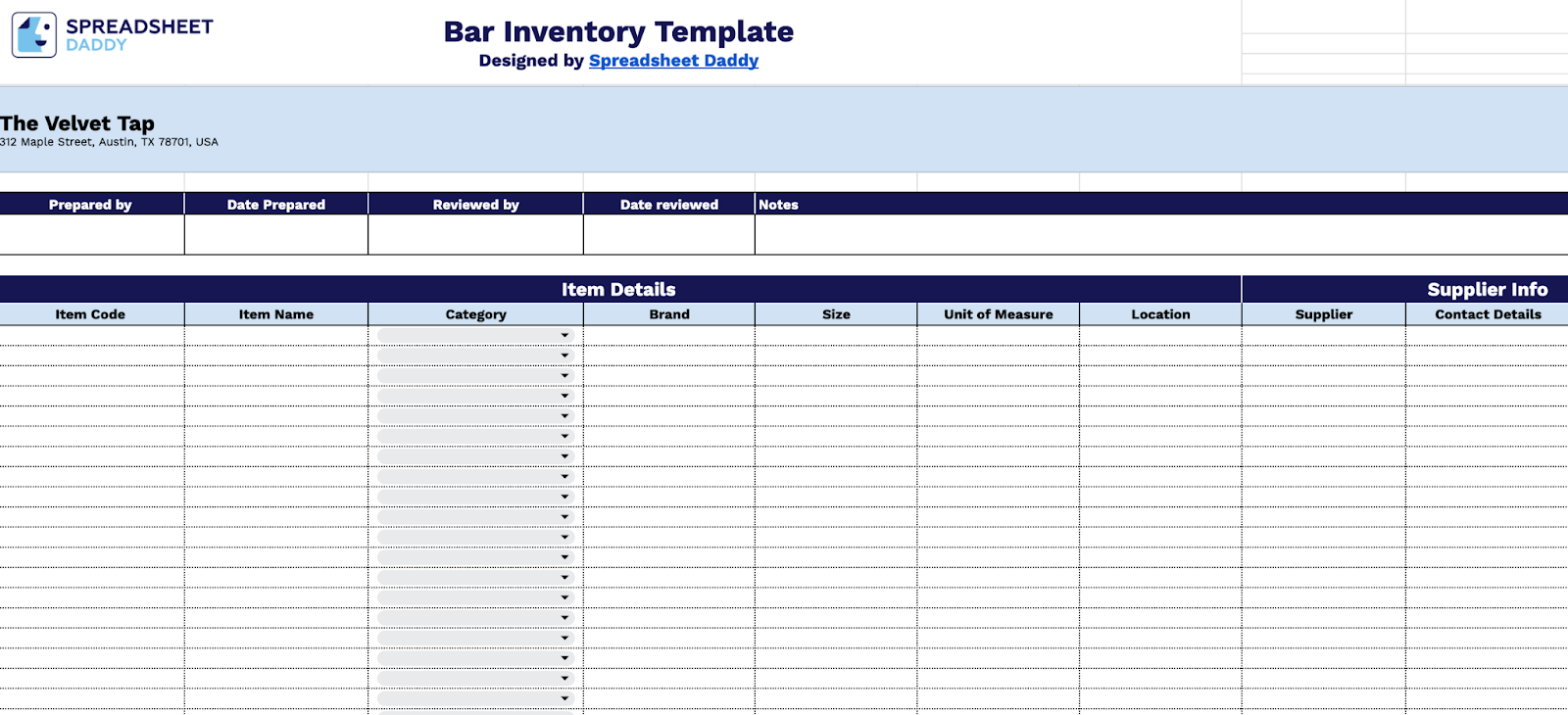 Free☝️ Bar Inventory Spreadsheet Template (Google Sheets, Excel, & PDF ...