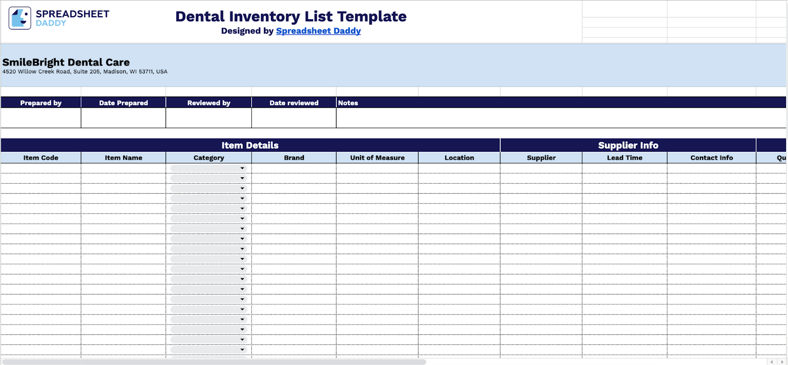 Free☝️ Dental Inventory Spreadsheet Template (Google Sheets, Excel ...