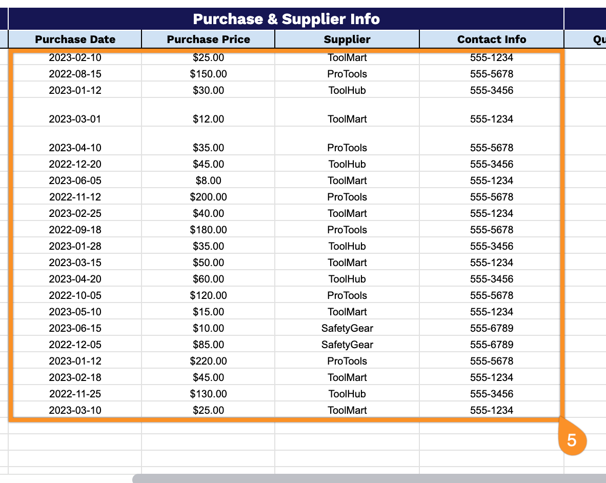 Free☝️ Tool Inventory Spreadsheet Template (Google Sheets, Excel, & PDF ...