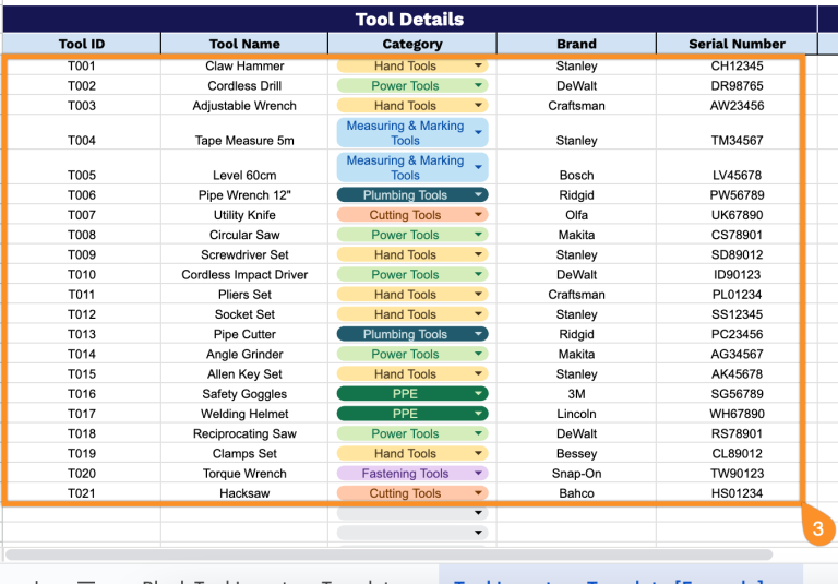 Free☝️ Tool Inventory Spreadsheet Template (Google Sheets, Excel, & PDF Downloads)