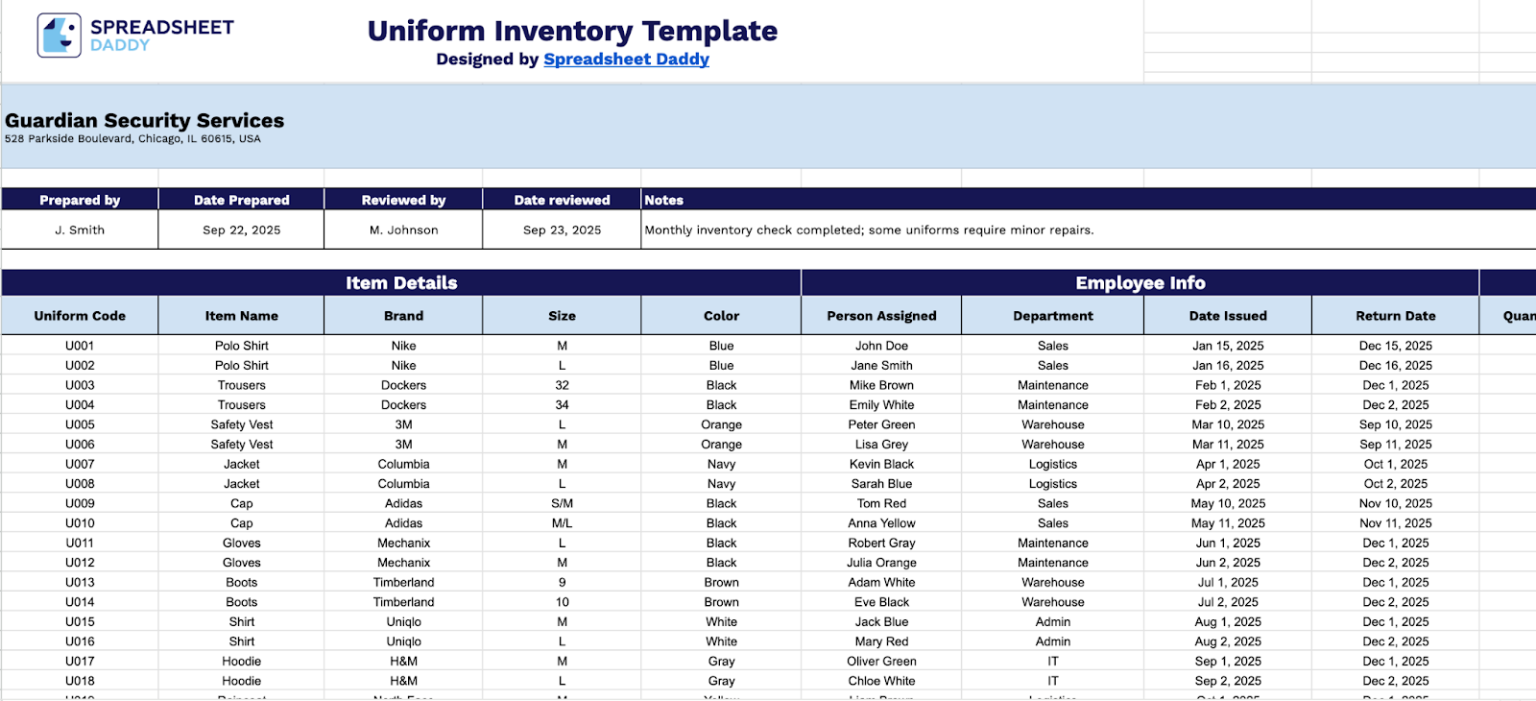 Free☝️ Uniform Inventory Spreadsheet Template (Google Sheets, Excel ...