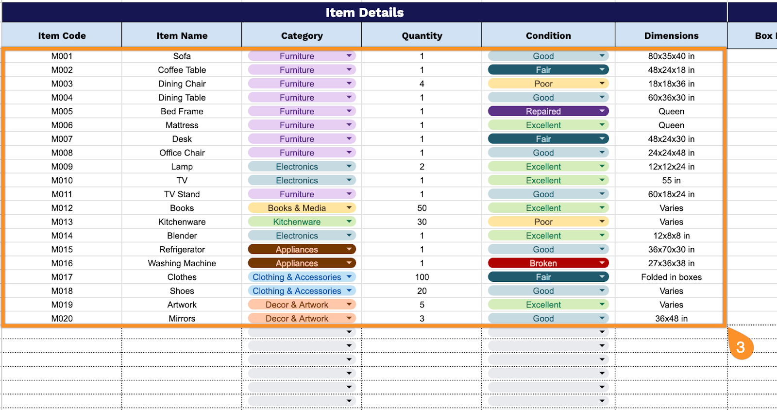 Free☝️ Moving Inventory Spreadsheet Template (Google Sheets, Excel ...