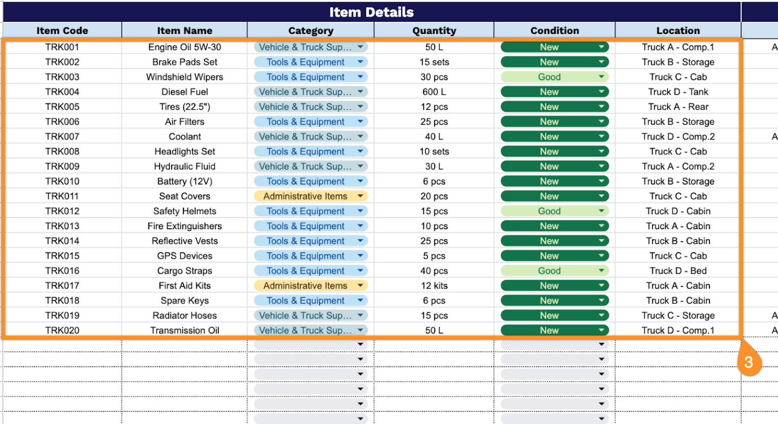 Free☝️ Truck Inventory Spreadsheet Template (Google Sheets, Excel ...