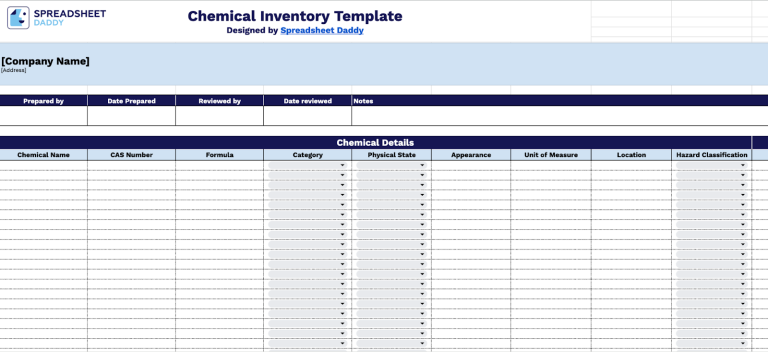 Free☝️ Chemical Inventory Spreadsheet Template (Google Sheets, Excel ...