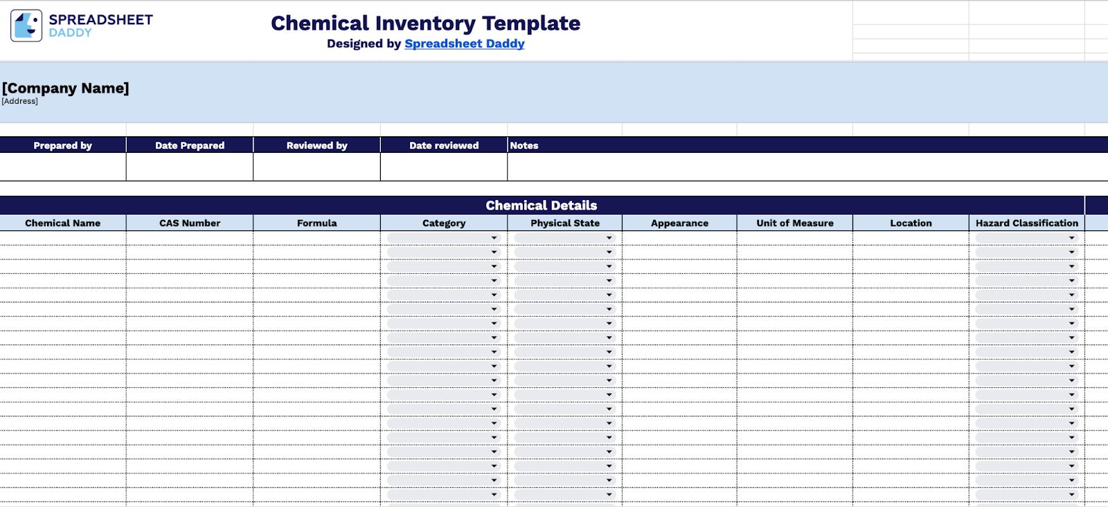 Free☝️ Chemical Inventory Spreadsheet Template (Google Sheets, Excel ...