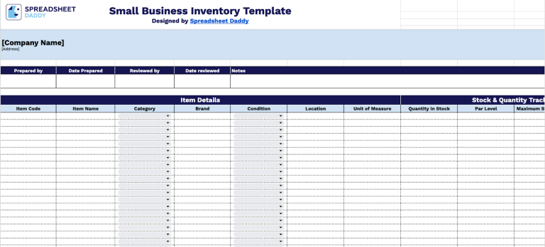 Free☝️ Small Business Inventory Spreadsheet Template (Google Sheets ...