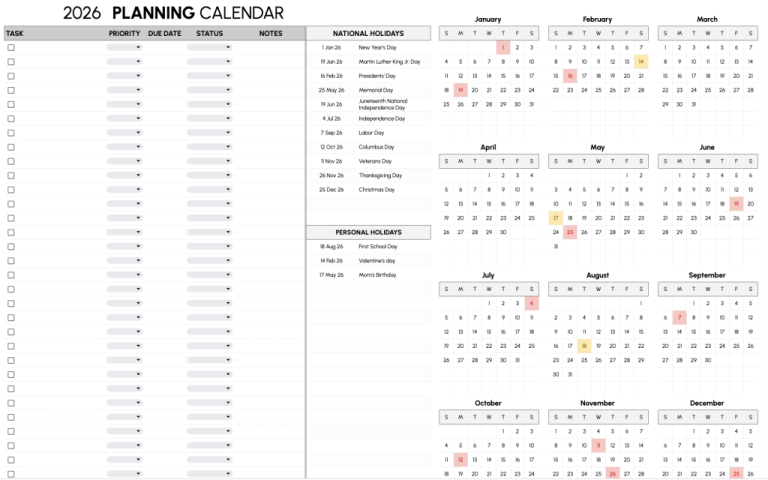 33☝️ Free Calendar Templates in 2025 (Google Sheets, Excel, & PDF ...