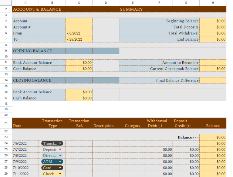 9☝️ Free Checkbook Register Templates for Google Sheets - Spreadsheet Daddy