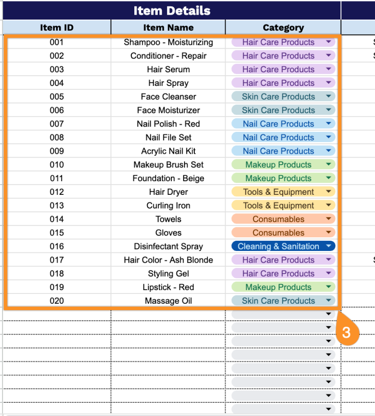 Free☝️ Salon Inventory Spreadsheet Template (Google Sheets, Excel ...