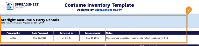 Free☝️ Costume Inventory Spreadsheet Template (Google Sheets, Excel ...