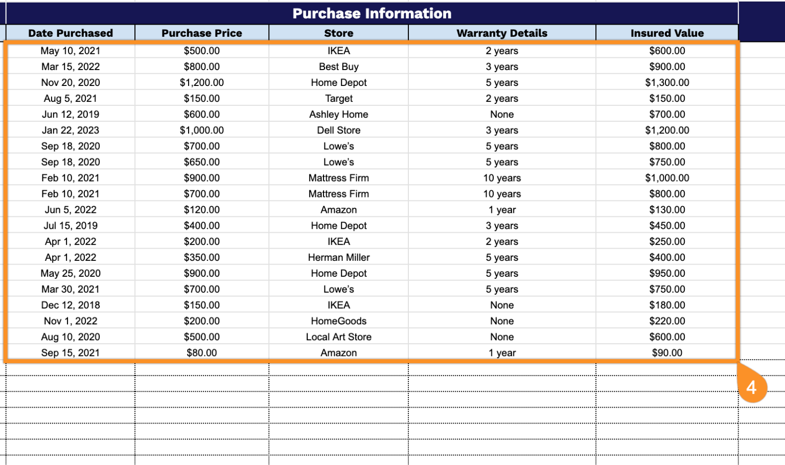 Free☝️ House Inventory Spreadsheet Template (Google Sheets, Excel ...