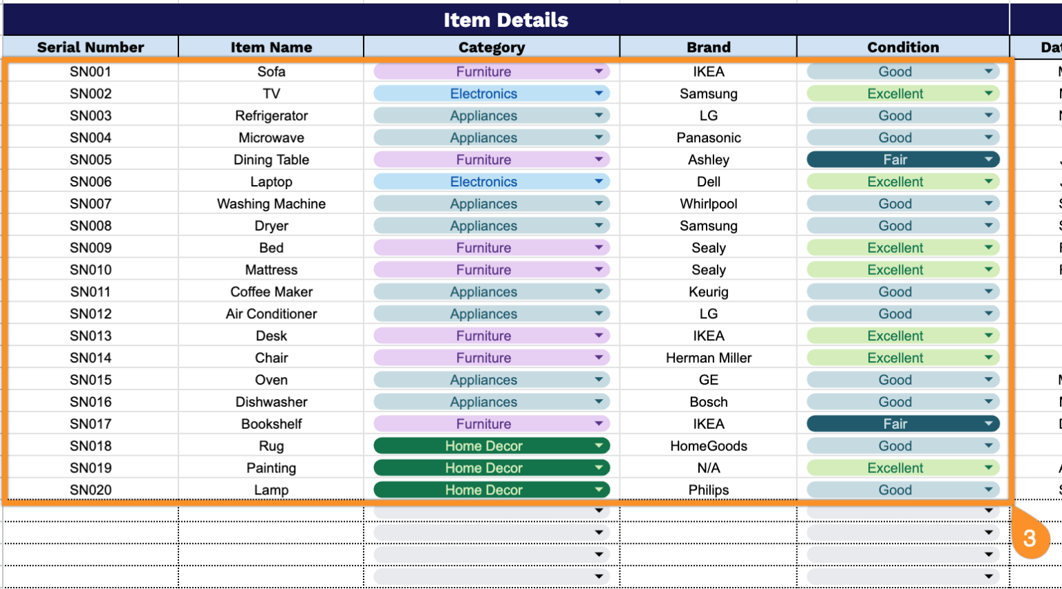 Free☝️ House Inventory Spreadsheet Template (Google Sheets, Excel ...