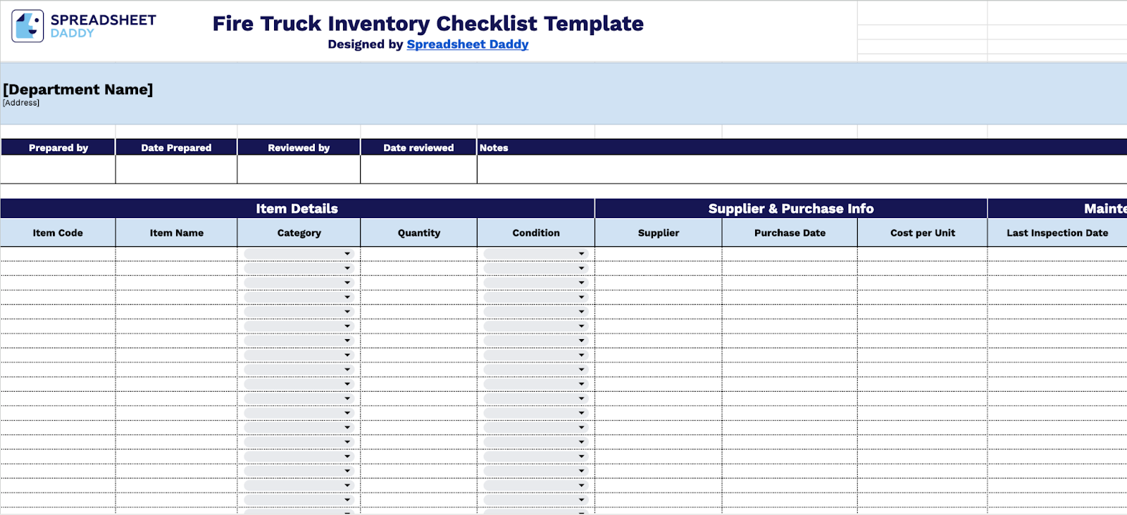 Free☝️ Fire Truck Inventory Spreadsheet Template (Google Sheets, Excel ...