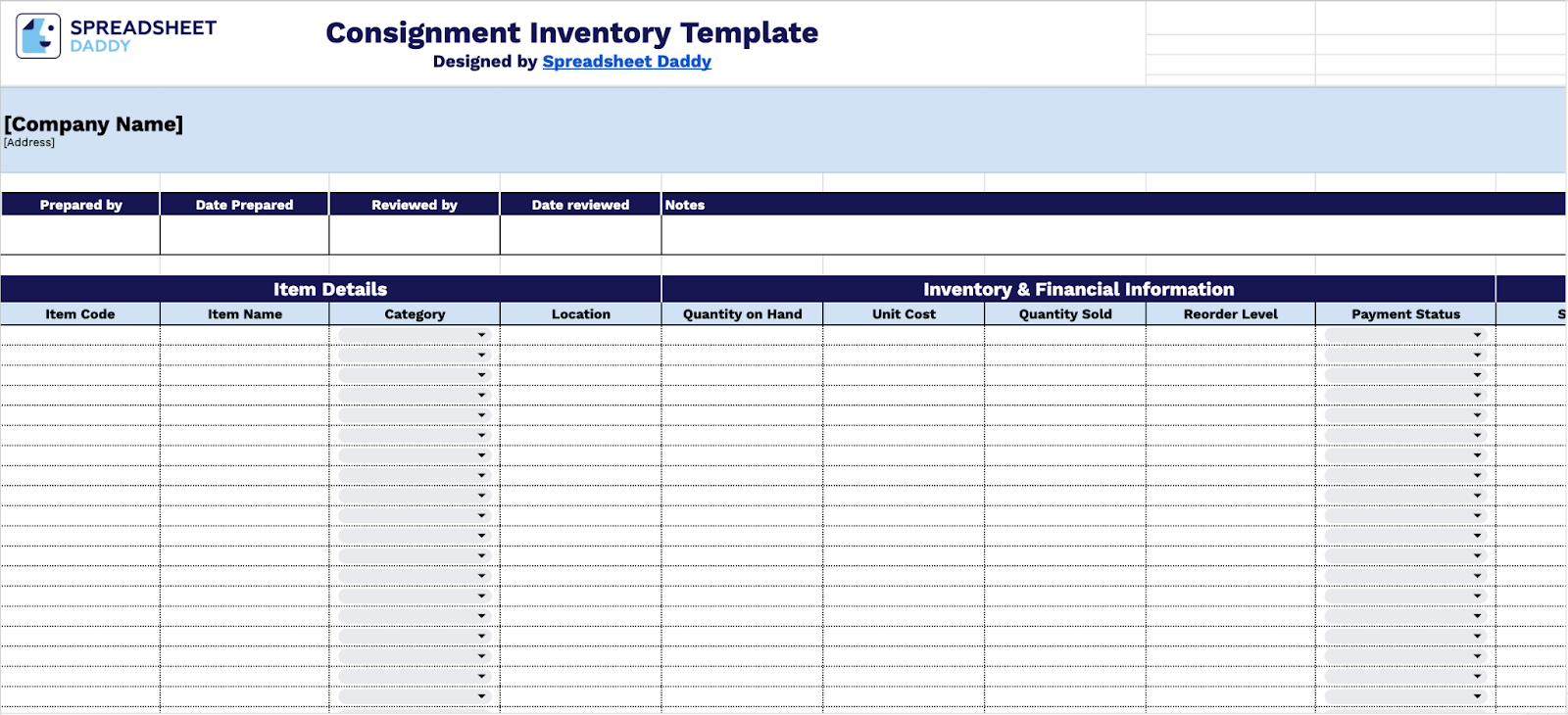 Free☝️ Consignment Inventory Spreadsheet Template (Google Sheets, Excel ...