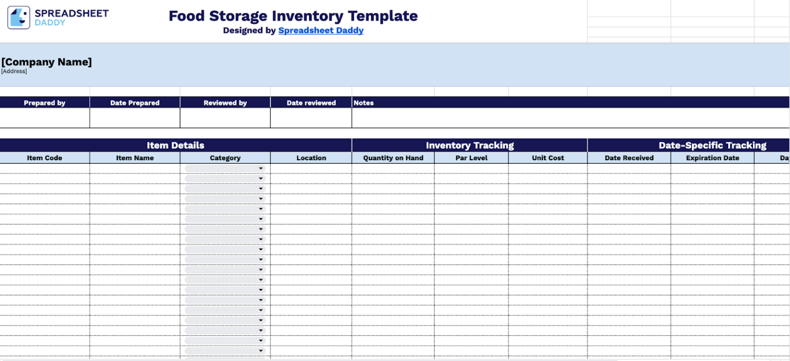 Free☝️ Food Storage Inventory Spreadsheet Template (Google Sheets ...