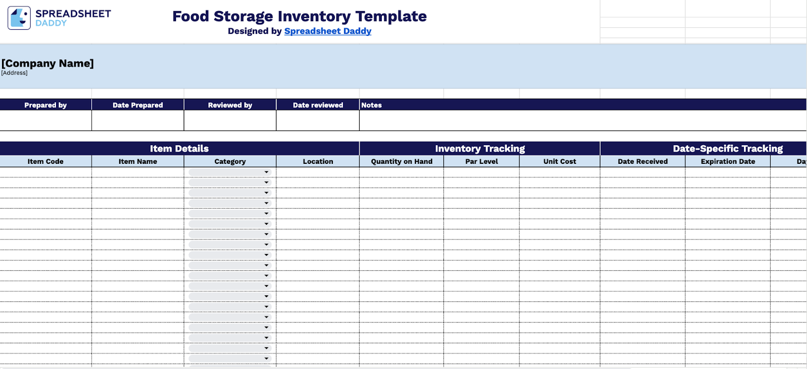 Free☝️ Food Storage Inventory Spreadsheet Template (Google Sheets ...
