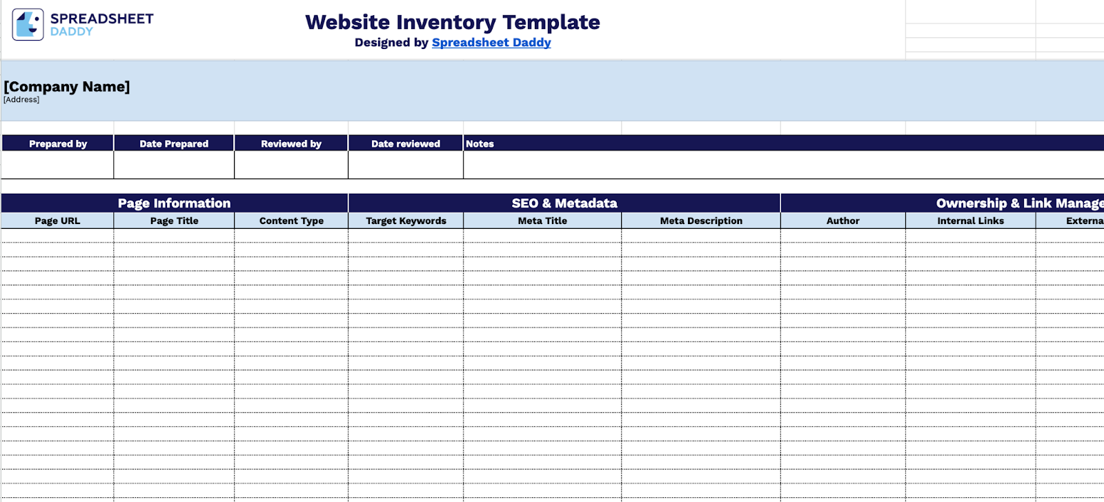 Free☝️ Website Inventory Spreadsheet Template (Google Sheets, Excel ...