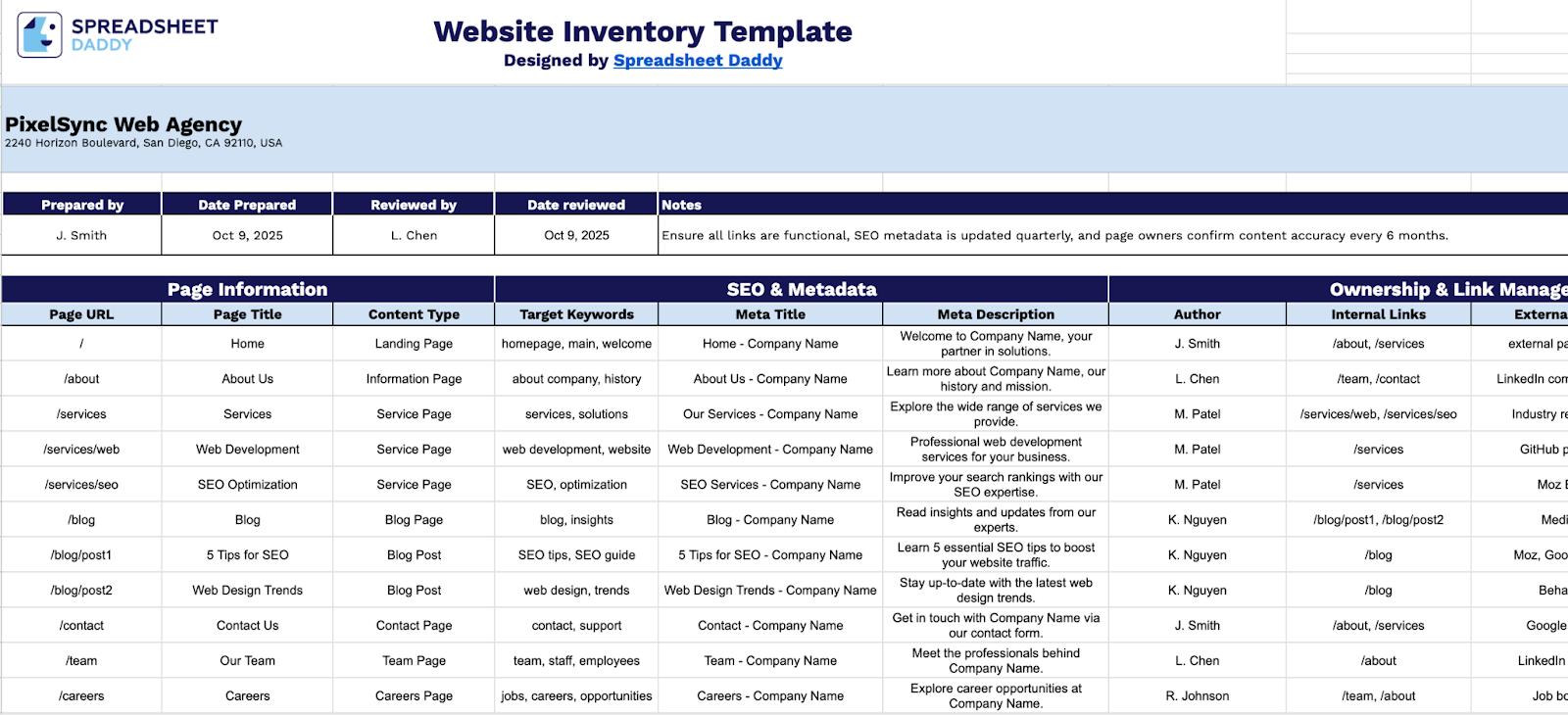 Free☝️ Website Inventory Spreadsheet Template (Google Sheets, Excel ...