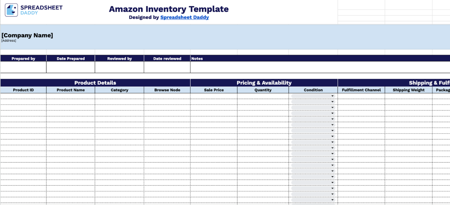 Free☝️ Amazon Inventory Spreadsheet Template (Google Sheets, Excel, & PDF Downloads)