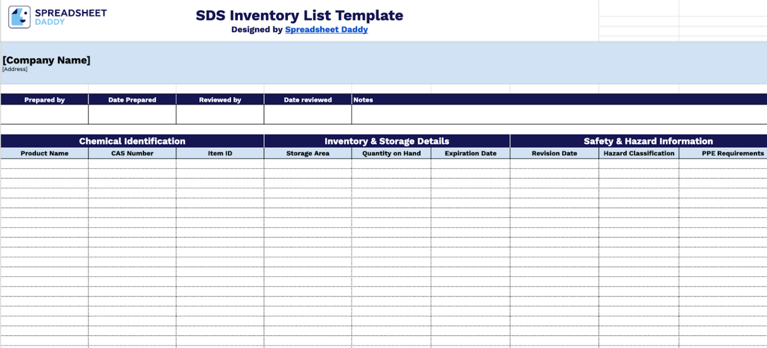 Free☝️ SDS Inventory Spreadsheet Template (Google Sheets, Excel, & PDF ...