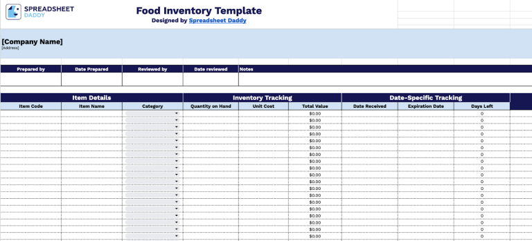 Free☝️ Food Inventory Spreadsheet Template (Google Sheets, Excel, & PDF ...