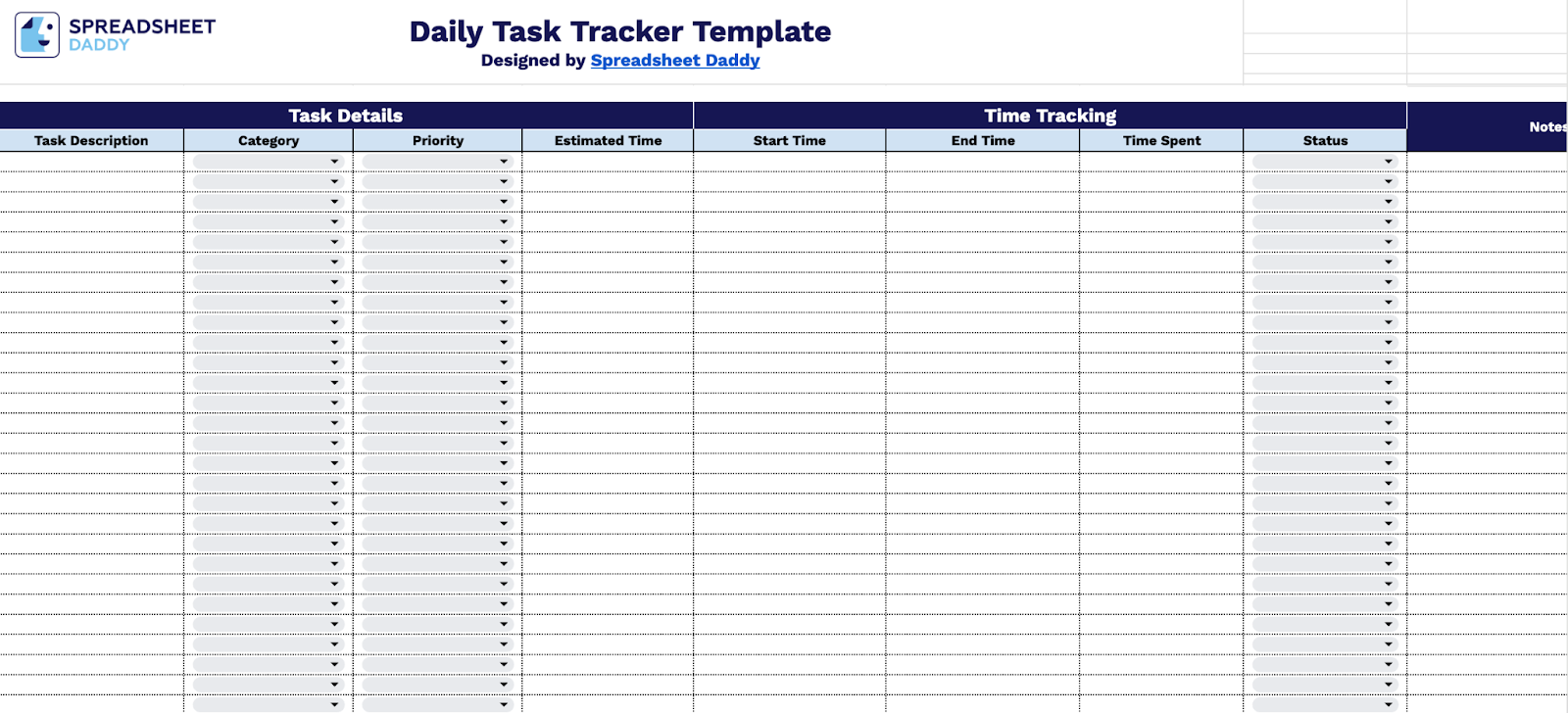 Free☝️ Daily Task Tracker Spreadsheet Template (Google Sheets, Excel ...