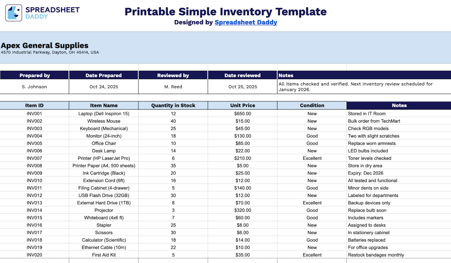 68☝️ Free Inventory Templates in 2025 (Google Sheets, Excel, & PDF ...