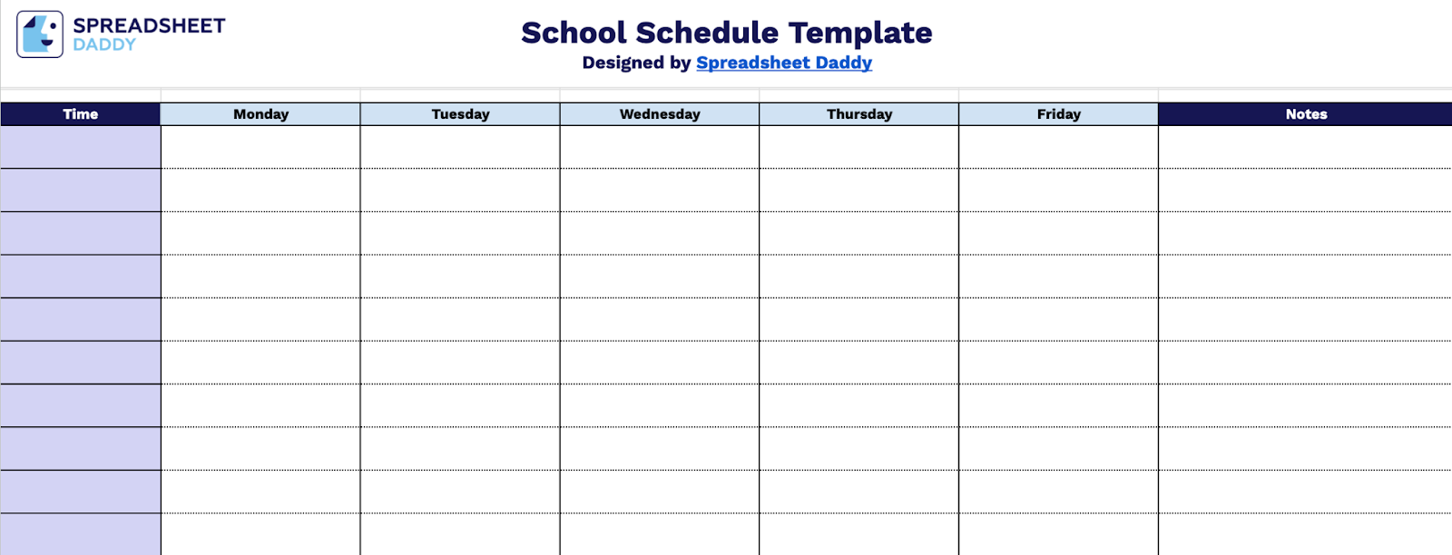 Free☝️ School Schedule Spreadsheet Template (Google Sheets, Excel ...