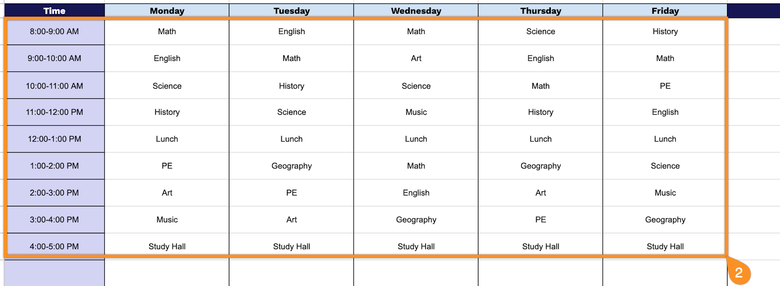 Free☝️ School Schedule Spreadsheet Template (Google Sheets, Excel ...